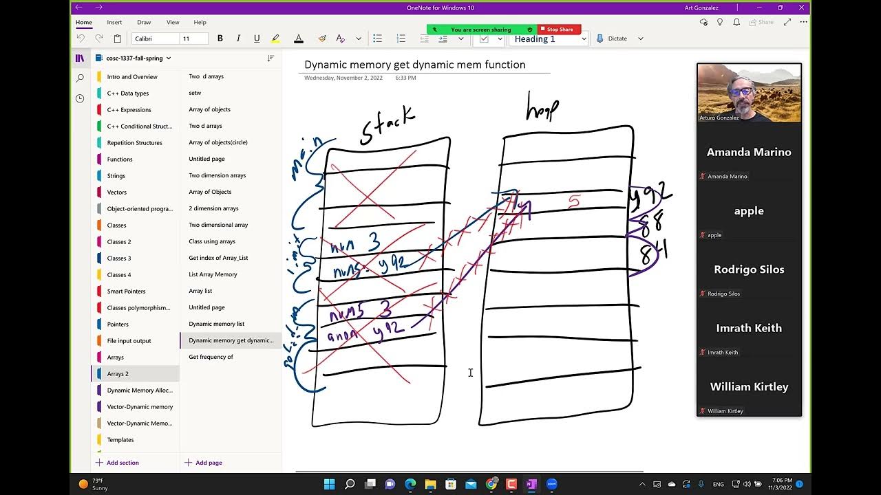 110322 COSC 1337 C++ Dynamic object and object lists, shallow class copy - YouTube