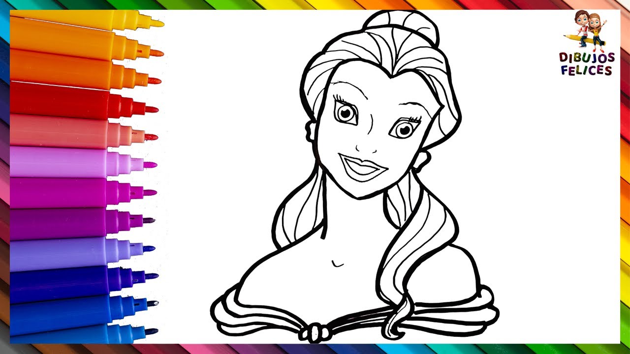 Dibuja y Colorea A Bella De La Bella Y La Bestia 👸🥀 Dibujos Para Niños ...