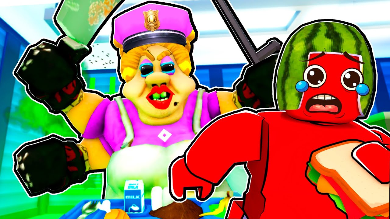 CAN WE ESCAPE FROM THE CRAZY LUNCH LADY? - Roblox School Obby - YouTube