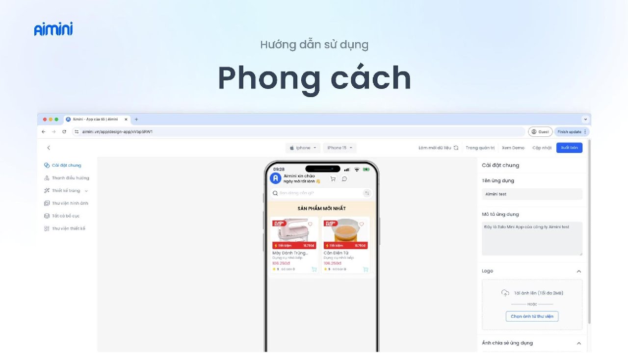 HƯỚNG DẪN SỬ DỤNG AIMINI: Cài đặt Phong cách - YouTube