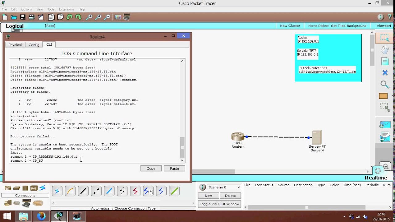 Cisco Packet Tracer: Restaurar IOS de un Router vía TFTP - YouTube