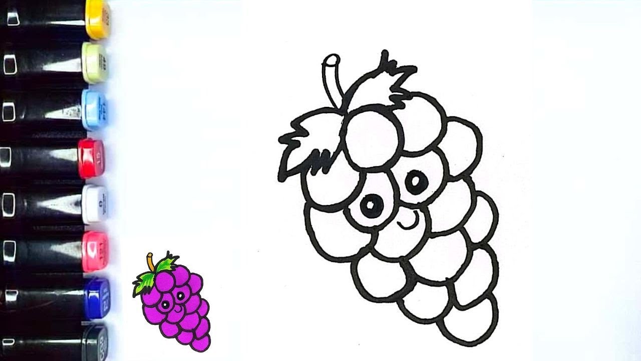 How to Draw a Cute Grape step by step | SUPER EASY DRAWING - YouTube