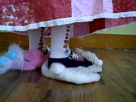 Girls Valentine Skirt Polishing Floor With Pink Unicorn And Bunny Stuffed