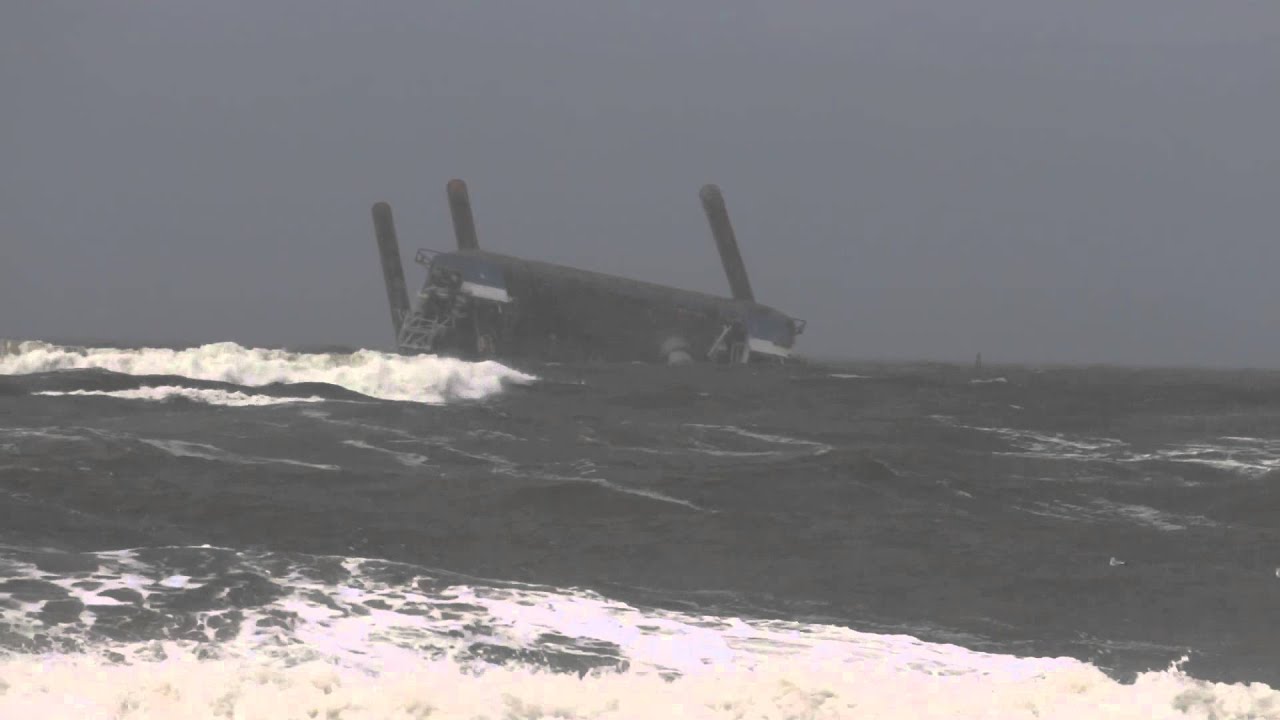Sea Worker vessel has capsized before Bjerregård, Denmark - YouTube