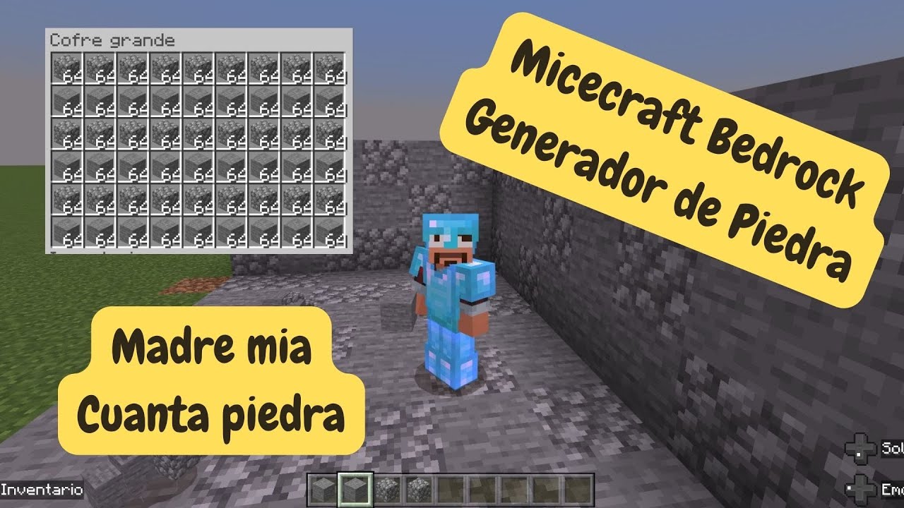 Tutorial. Generador de Piedra - Adoquin. Minecraft Bedrock 1.19 - YouTube