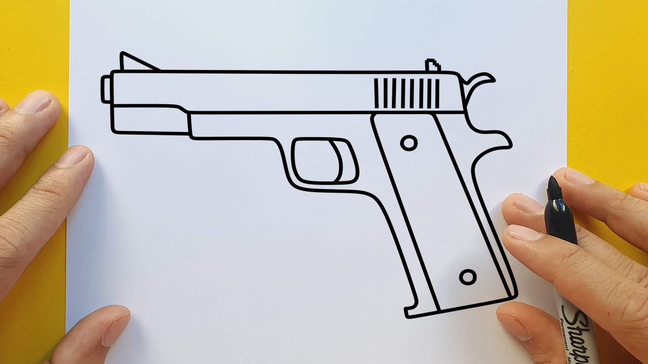 HOW TO DRAW A PISTOL HANDGUN STEP BY STEP - YouTube