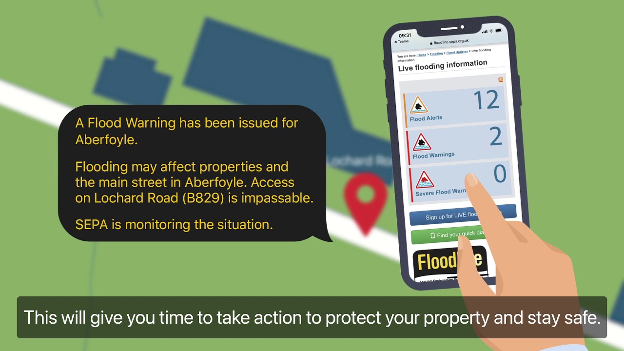 Aberfoyle Flood Warning Animation - YouTube