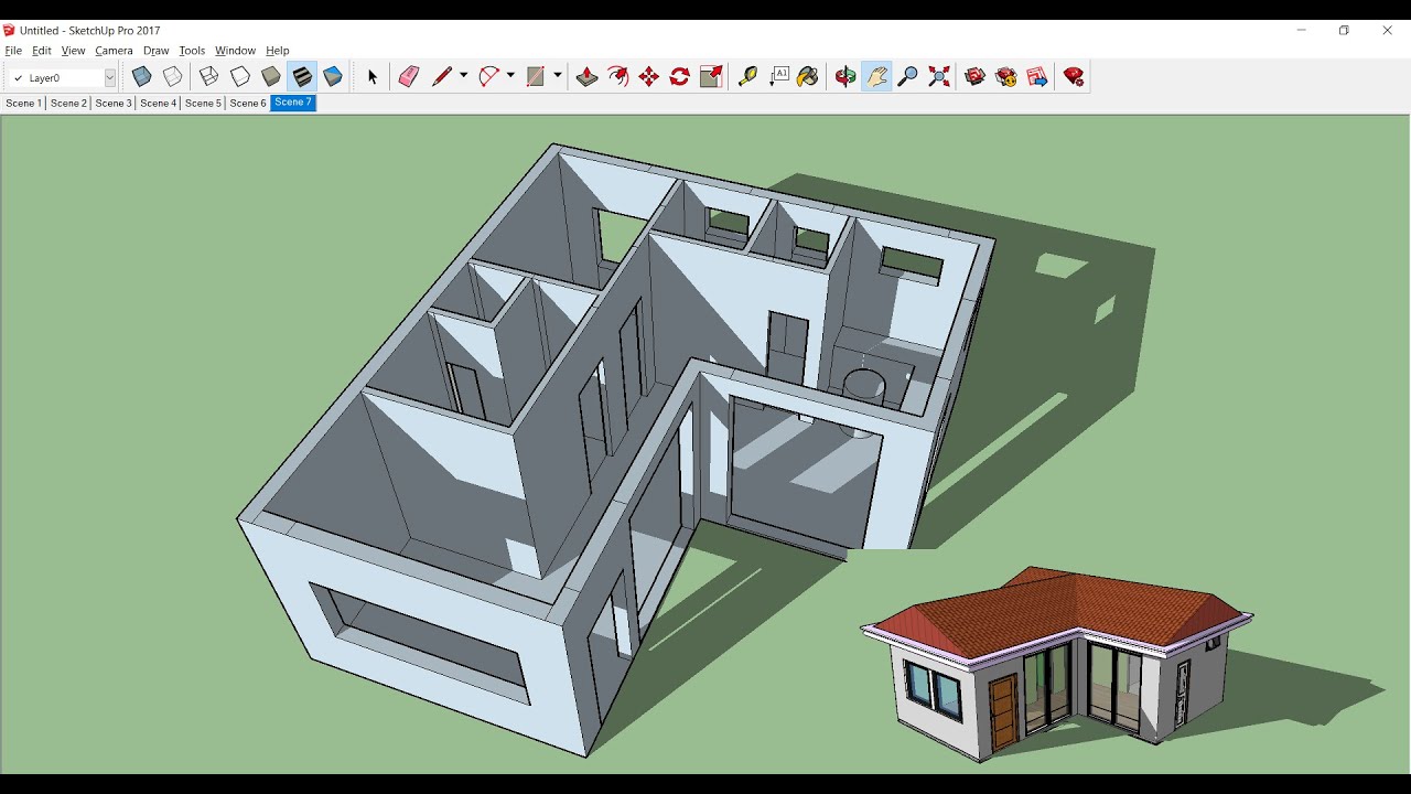 SketchUp - Quick L SHAPE FLOOR PLAN - YouTube