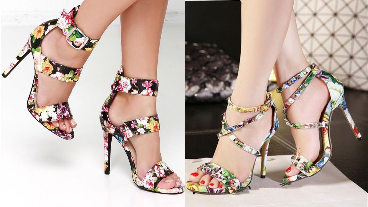 Beautiful collection of flower pattern high heel sandals for ladies ...