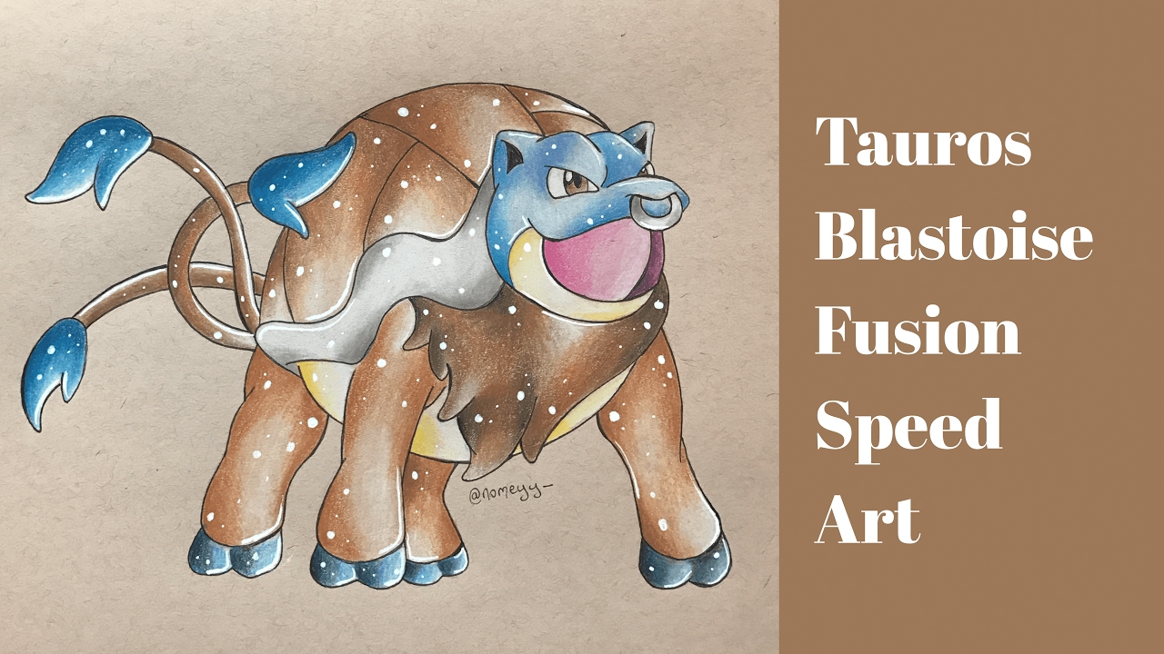 Blastoise and Tauros Pokemon Fusion Speed Art + Easter Egg - YouTube