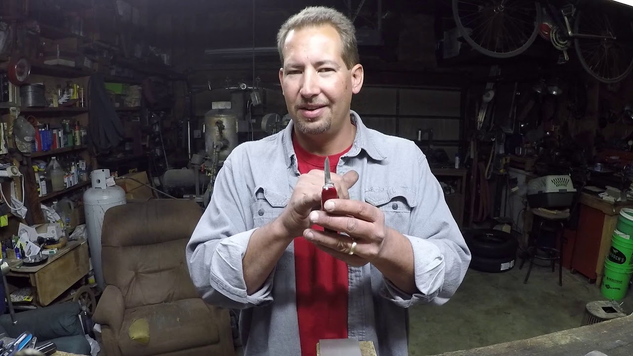 sharpening the small blade on the victorinox tinker SAK - YouTube