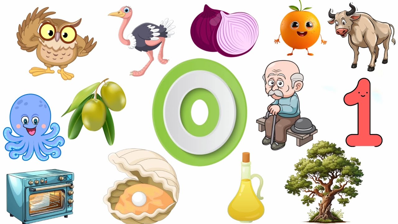 O words for kids | words start with letter O | alphabets learning for ...
