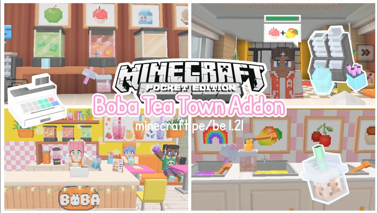 ᥫ᭡ Minecraft PE/BE ˚⊹ how to download Boba Tea Town Addon/Map! 🧋🥐🎀 ...