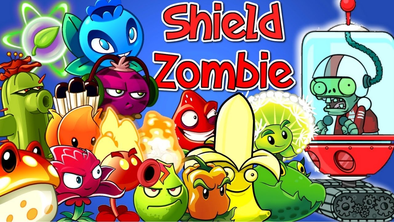 Plants vs Zombies 2 All Plants Power Up vs SHIELD ZOMBIE in PvZ 2 ...