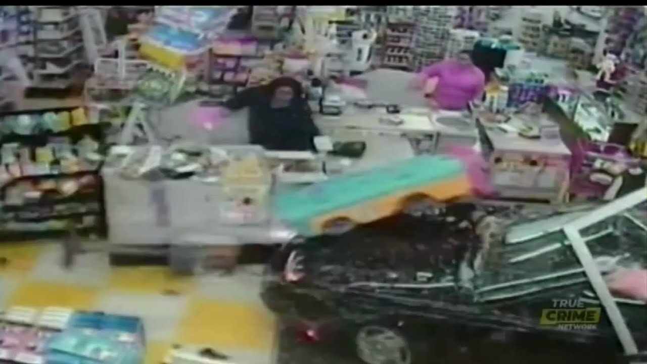 Hit-And-Run Drivers Crash Into Store - YouTube
