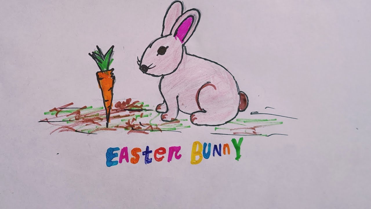 How to draw A Easter bunny Easy step by step --drawing A Easter bunny ...