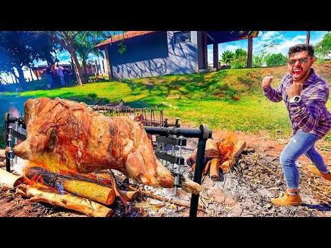 ASSEI UM BOI INTEIRO NO FOGO DE CHÃO* MAIS 100 KG DE CARNE - YouTube