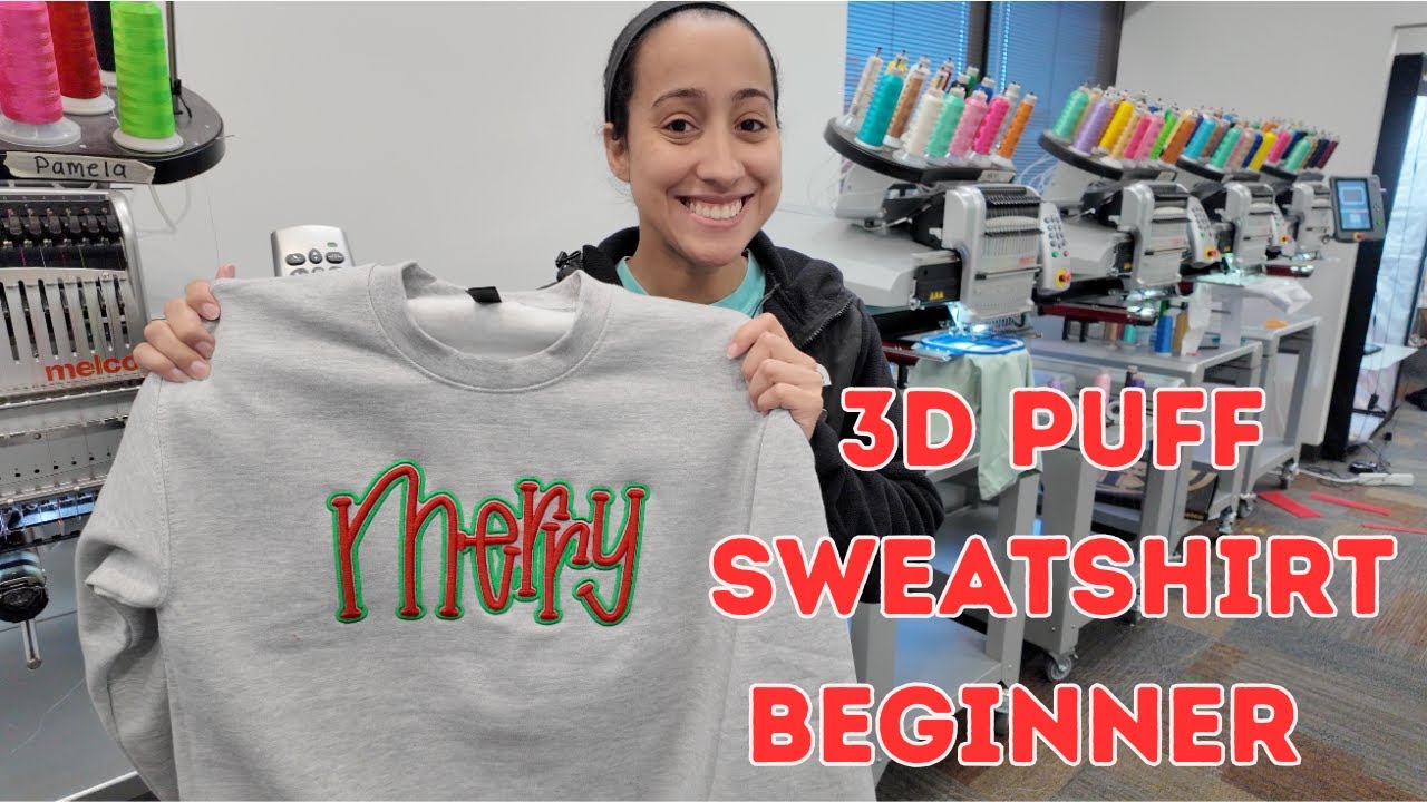 How I Made This Viral Embroidered 3D Puff Merry Christmas Sweatshirt ...