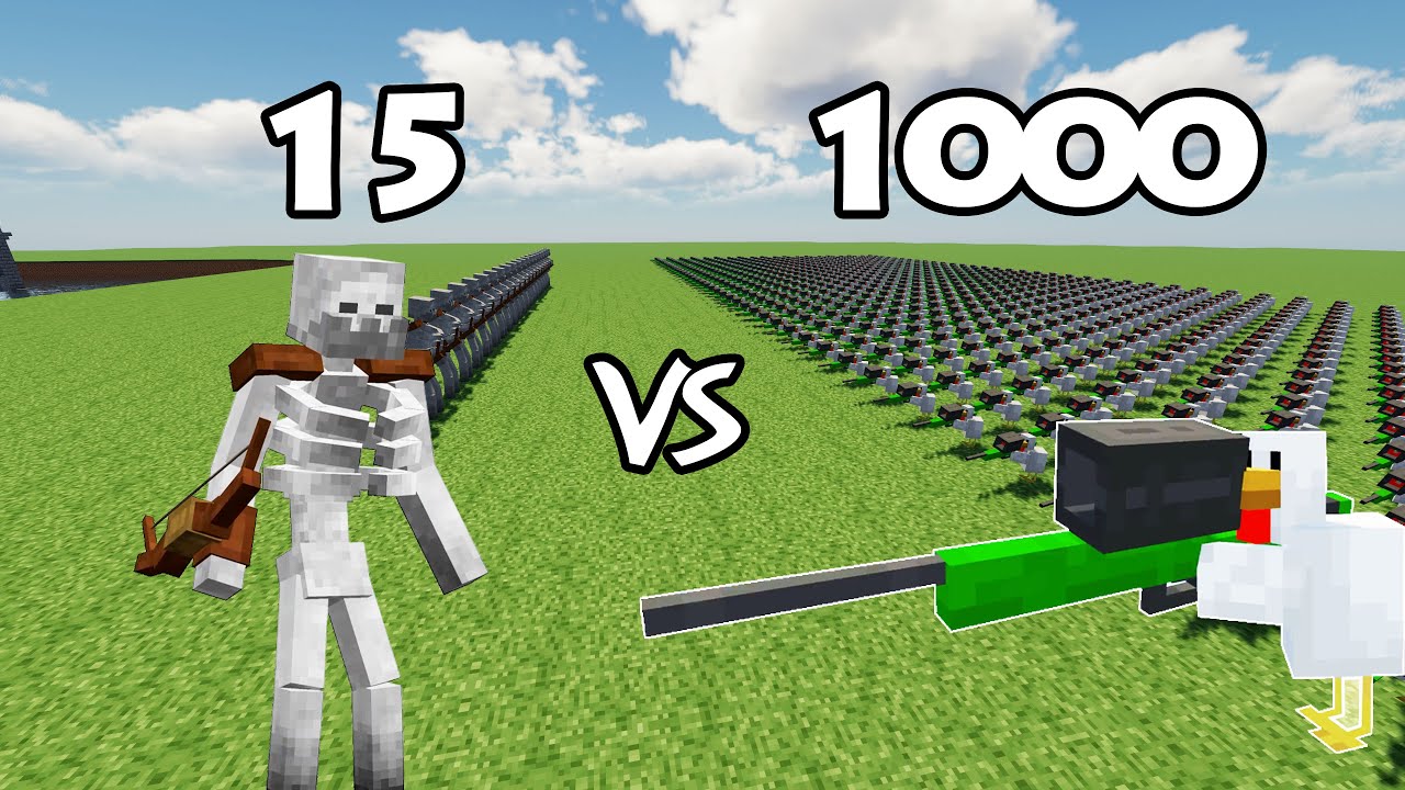 15 Mutant Skeleton Vs 1000 Murderous Chicken | Minecraft - YouTube
