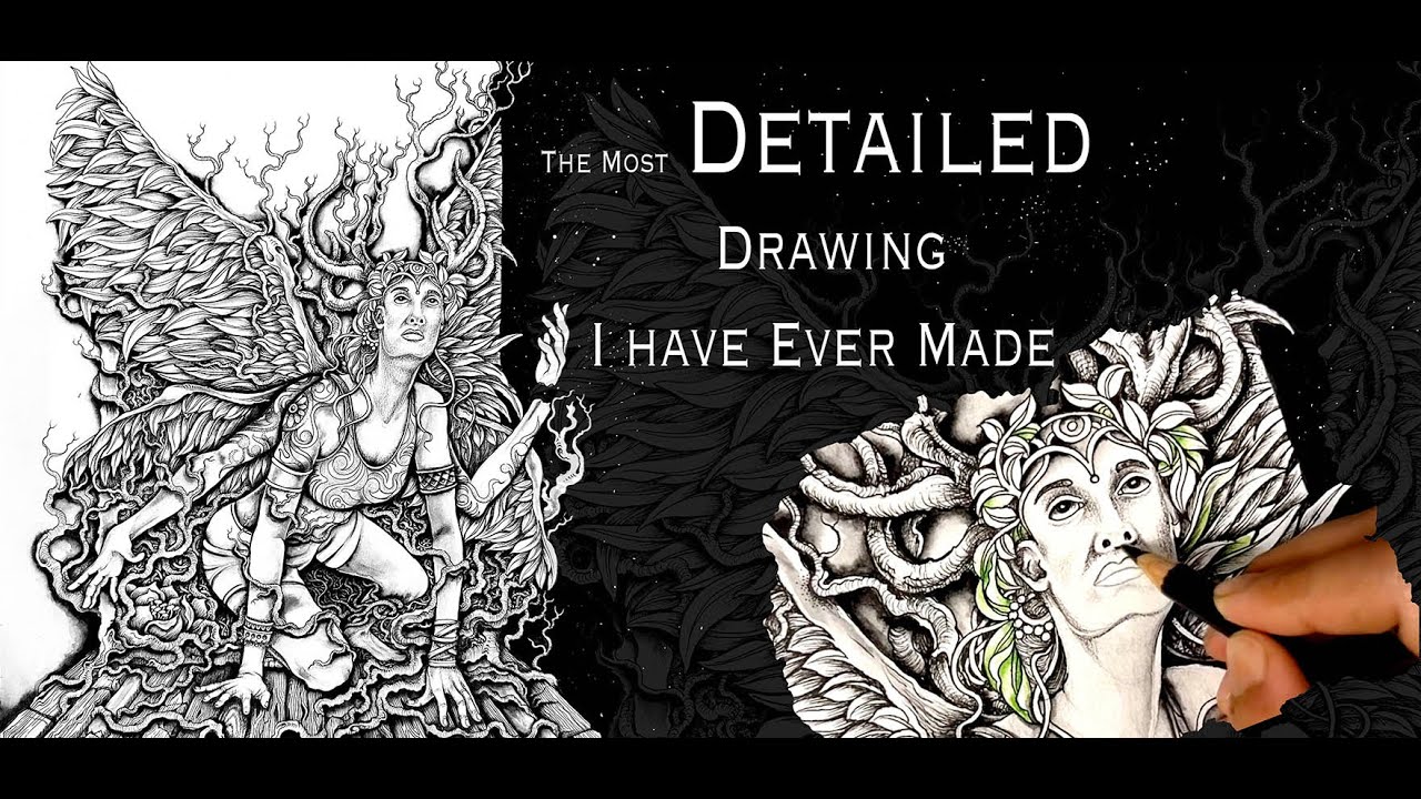 My most detailed Drawing (A fallen Angel ) - YouTube