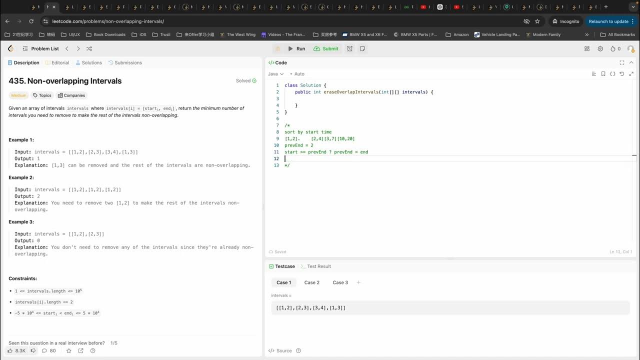 Leetcode 435 Non overlapping intervals - YouTube