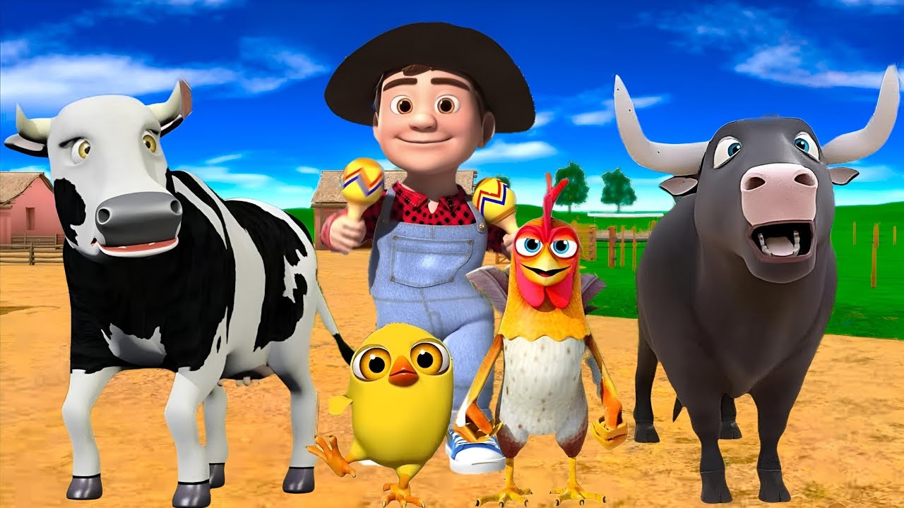 El Pollito pío 3d | el Toro y el Tractor de la Granja | The Chick and ...