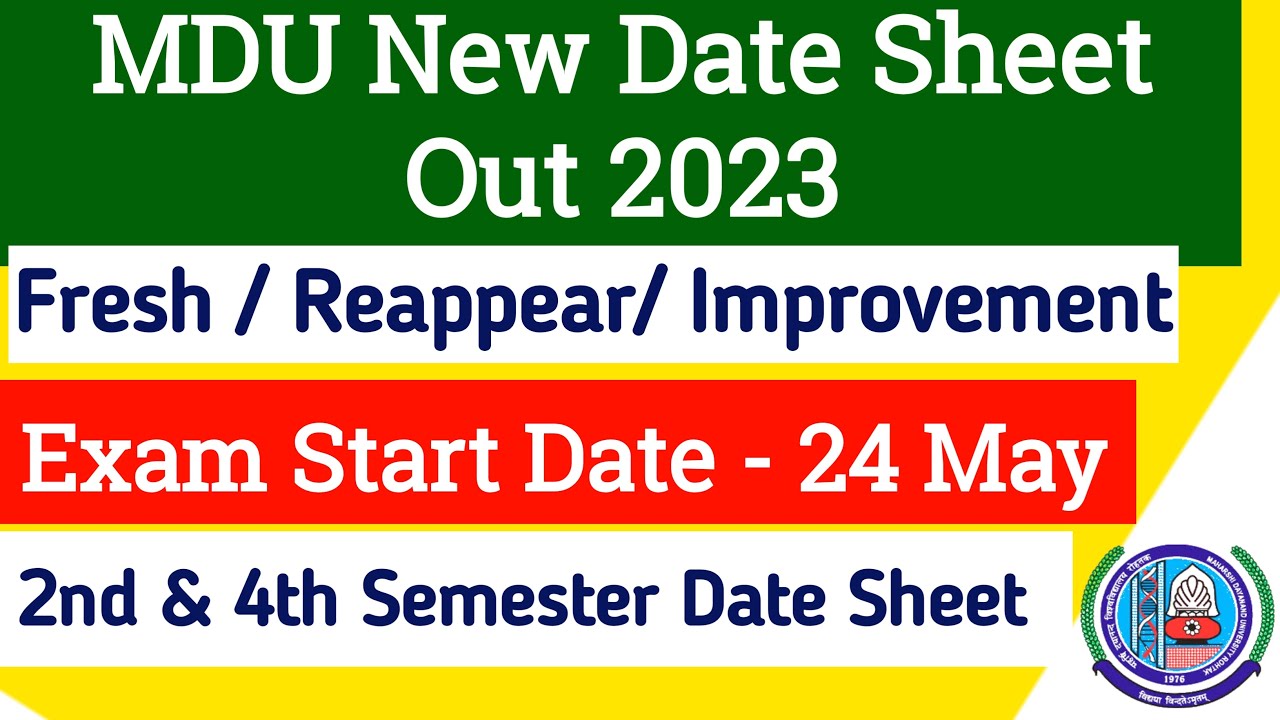 Mdu 4th Semester Date Sheet Out 2023 | Mdu Exam Date sheet 2023 | Mdu ...