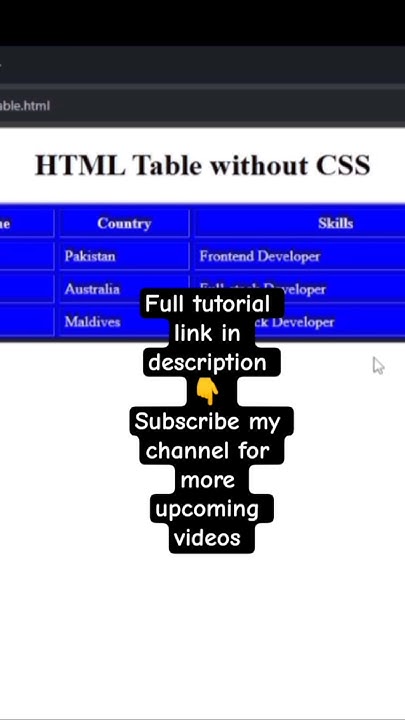 How to create a Table in HTML | without CSS #shorts #youtubeshorts #html #table - YouTube
