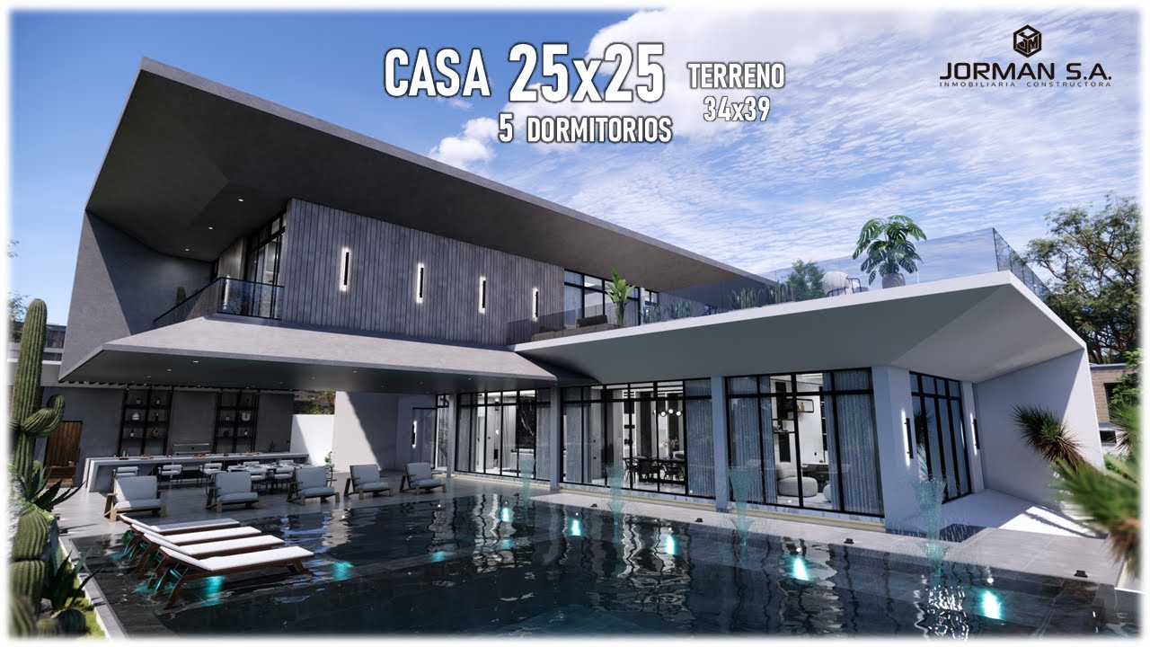 Modern House Design with 5 Bedrooms Family Home | 25x25m 3 Storey ...