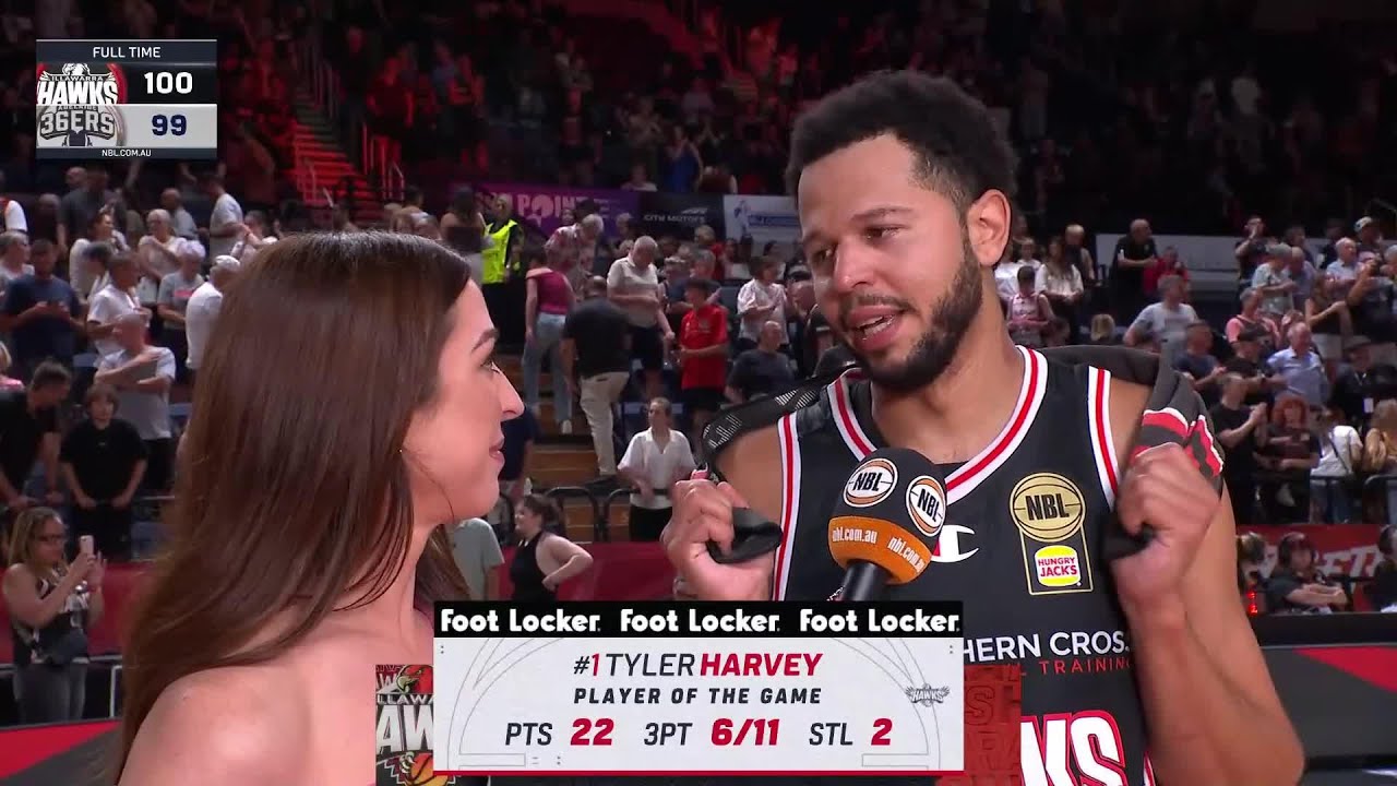 Tyler Harvey post-game interview vs Adelaide 36ers - Round 20, NBL26 ...