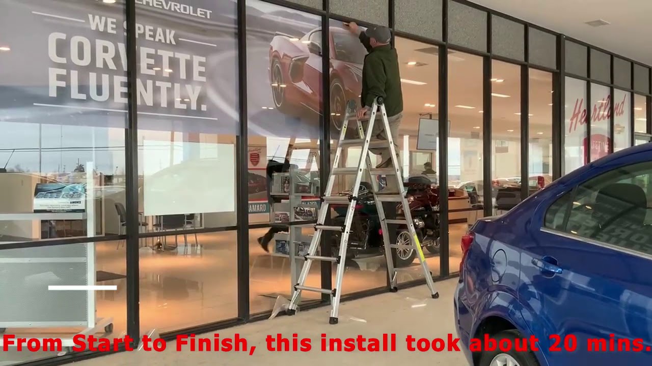 Easy Showroom Install in Cold Weather - Traffic Graphix - YouTube