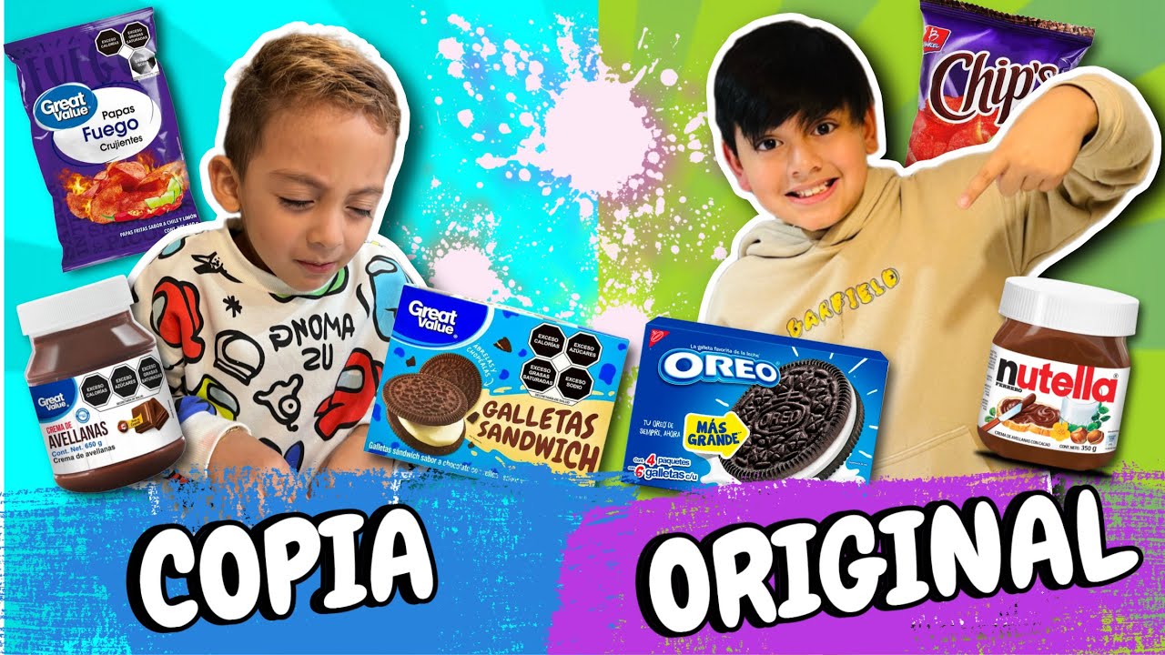 PROBAMOS COMIDA ORIGINAL vs COPIA | Family Juega - YouTube