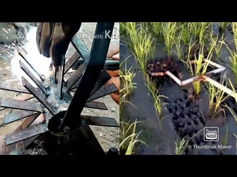 How to make a DIY Paddy Weeder (basic)..SRI manual weeding tools - YouTube