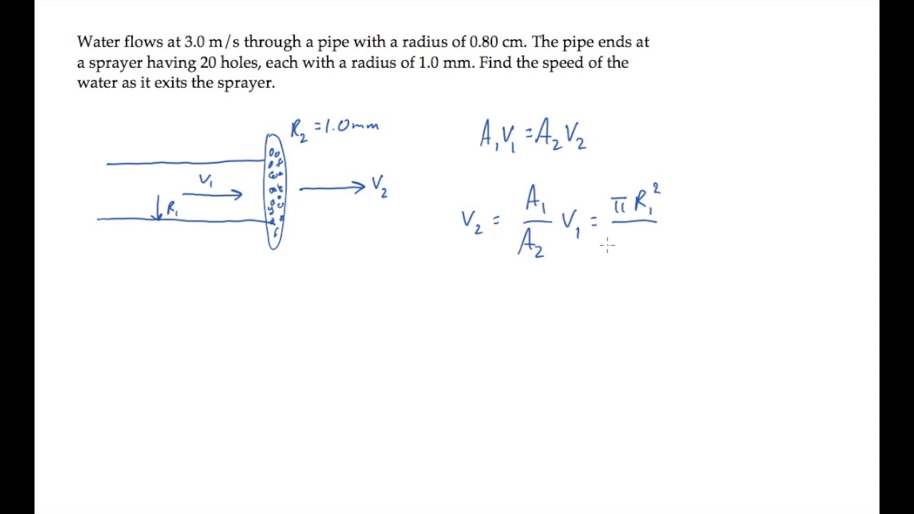 Fluids: Continuity Equation. Level 1, Example 2 - YouTube