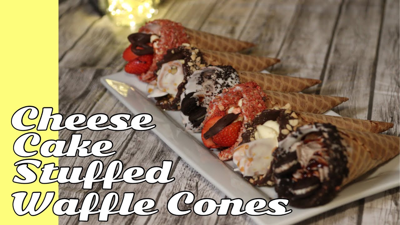 Cheese Cake Stuffed Waffle Cones (No Bake) - YouTube