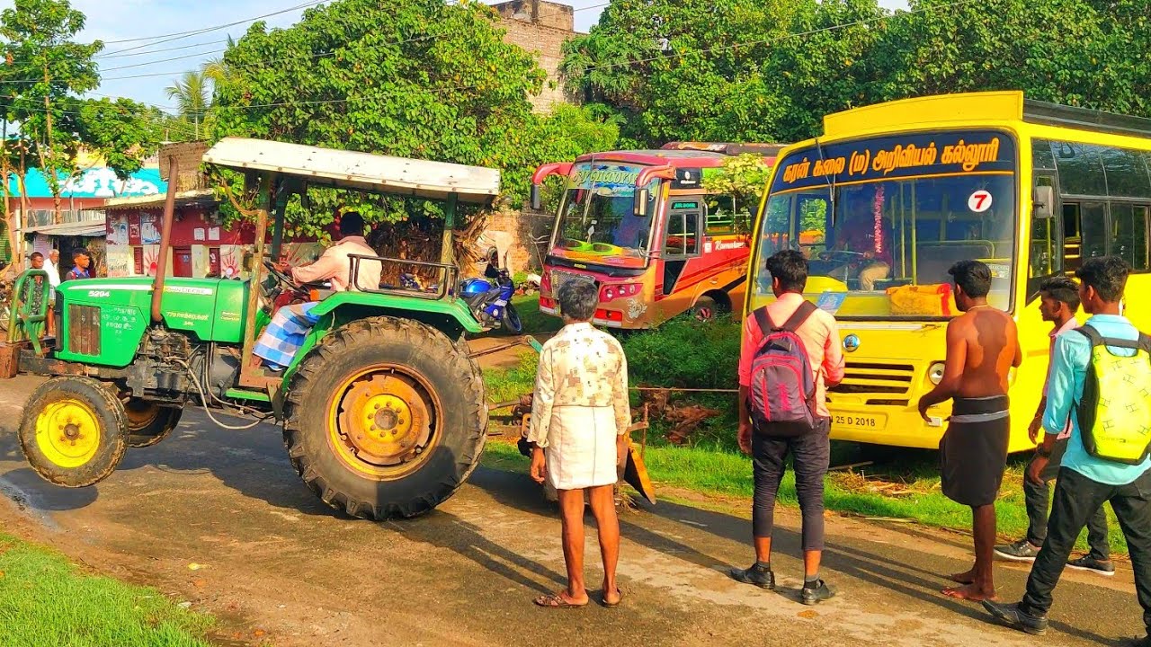 Bus stuck in mud rescue by John deere tractor | Tractor Videos | Come ...