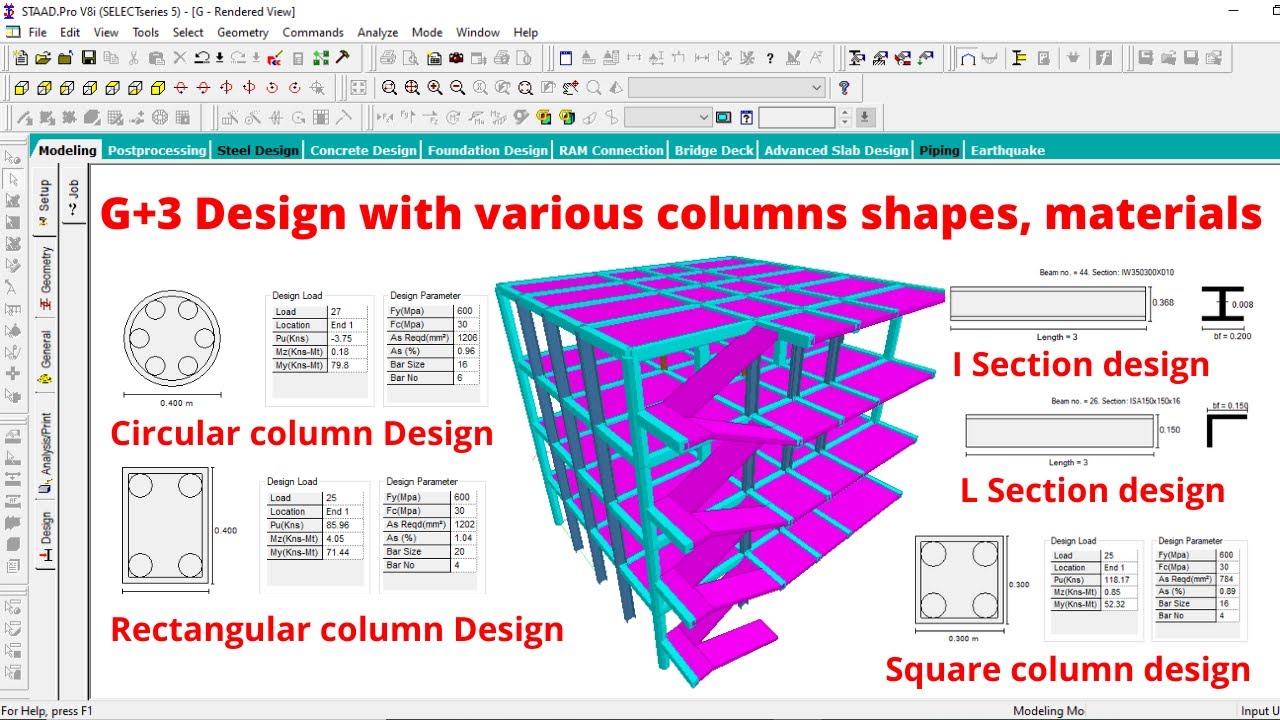 Building design G+3 with different shapes of columns part 2 | building ...