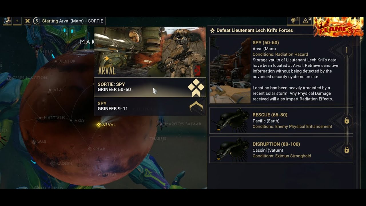 Warframe Arval (Mars) Mission Spy level 50-60 - YouTube