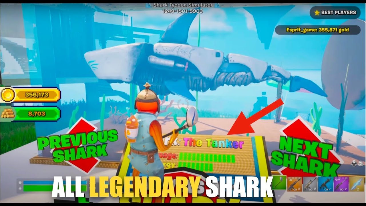 SHARK TYCOON SIMULATOR MAP FORTNITE - HOW TO GET ALL LEGENDARY SHARK ...