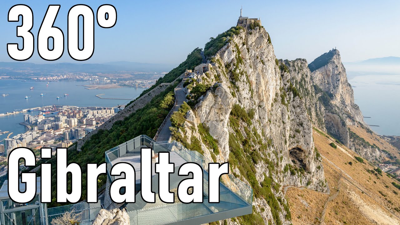 Best view of Gibraltar - panoramic view from Skywalk with plane landing ...