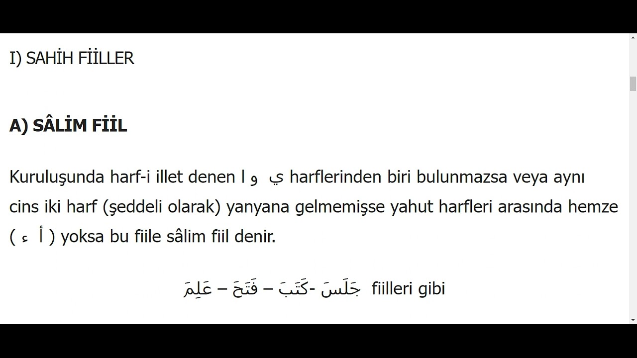 Aksam-ı Seba: 1. Aksam-ı Seba Sahih Fiiller Salim Fiil - YouTube