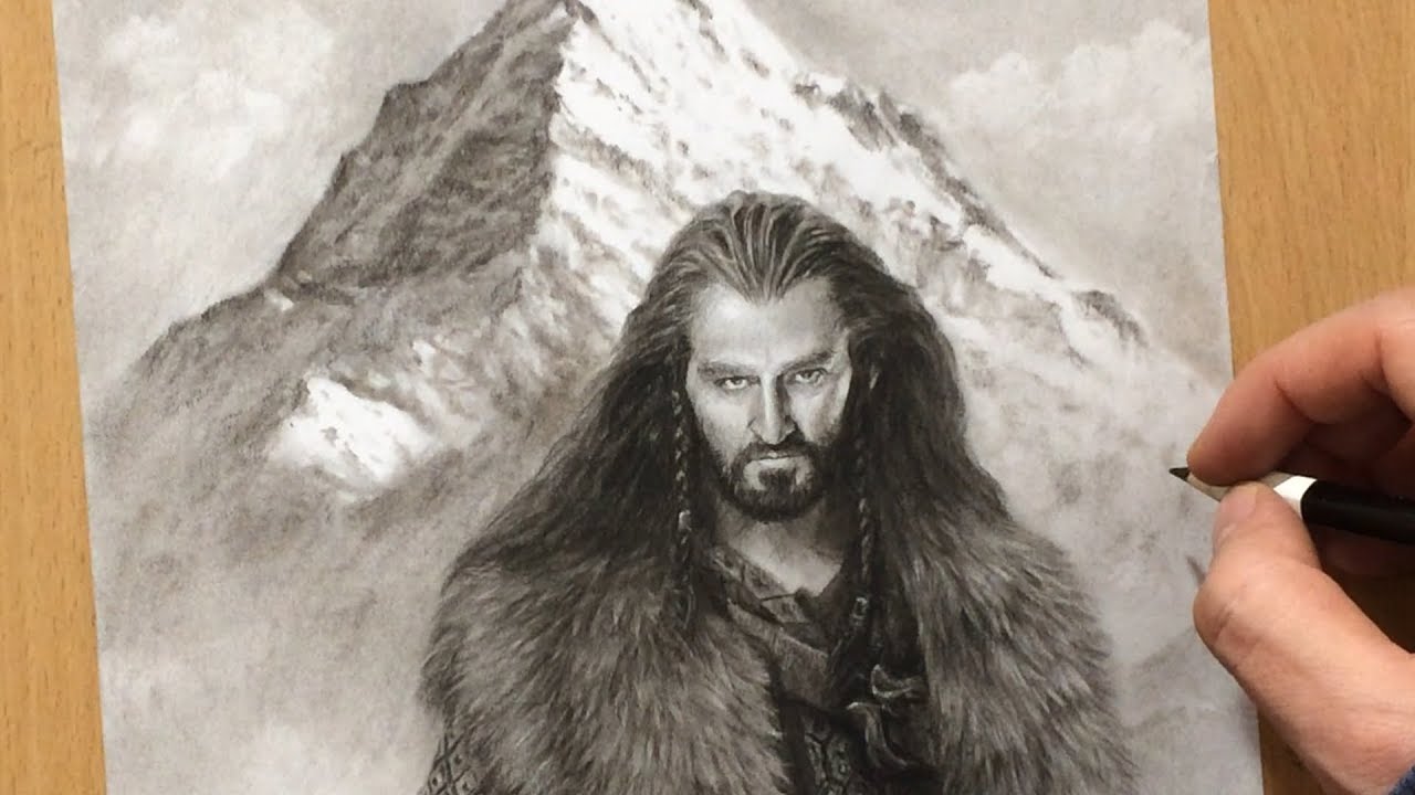 Charcoal Drawing of Thorin Oakenshield and the Lonely Mountain - YouTube