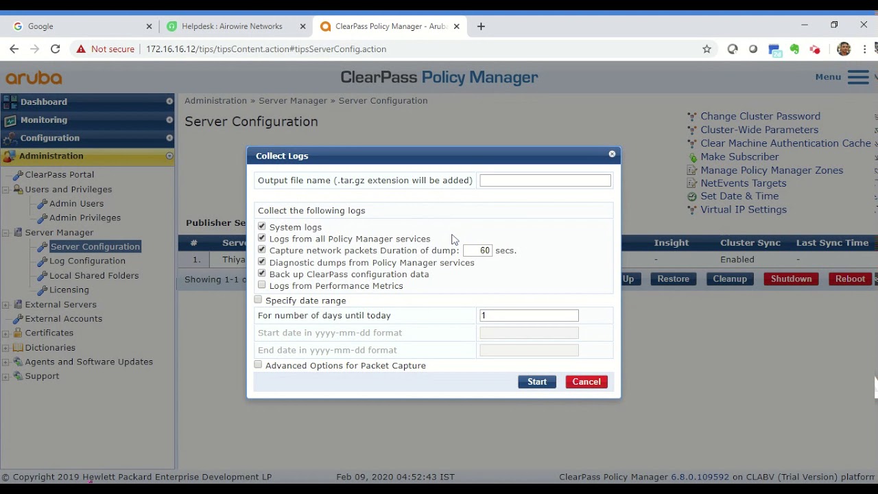 How to collect logs on Clearpass - YouTube