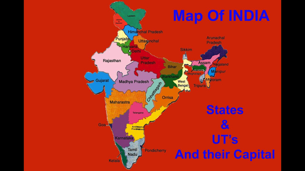 India - States & Union Territories and their Capitals - India Map ...