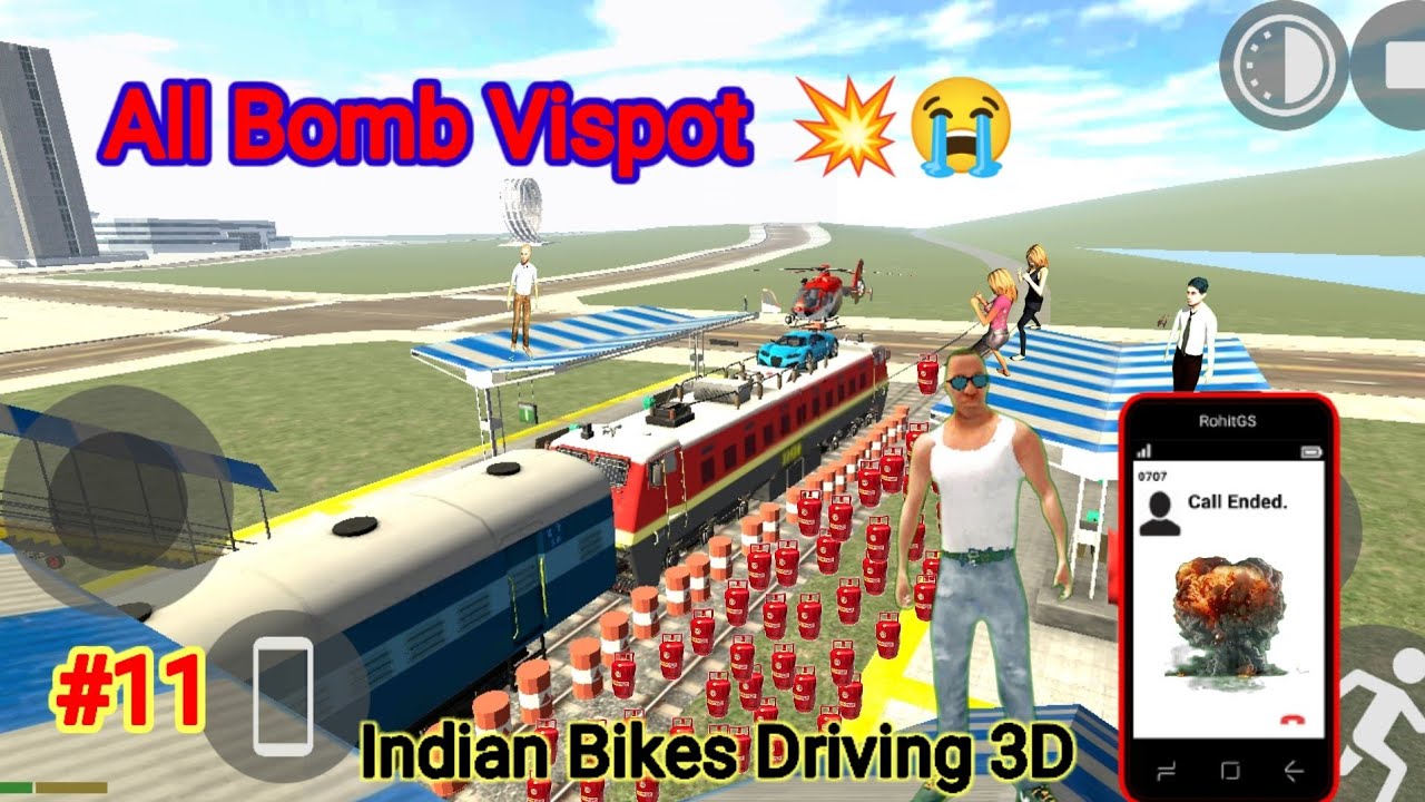👉All Train Bomb Vispot💥 In Indian Bikes Driving 3D 🥰 Full Funny Video 🤪 ...