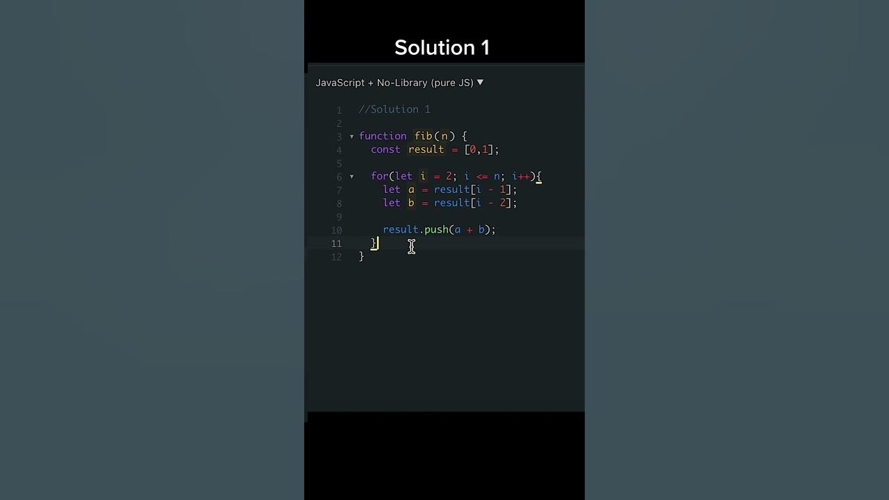 Solve The Fibonacci Sequence Algorithm In Javascript With Me Shorts Youtube