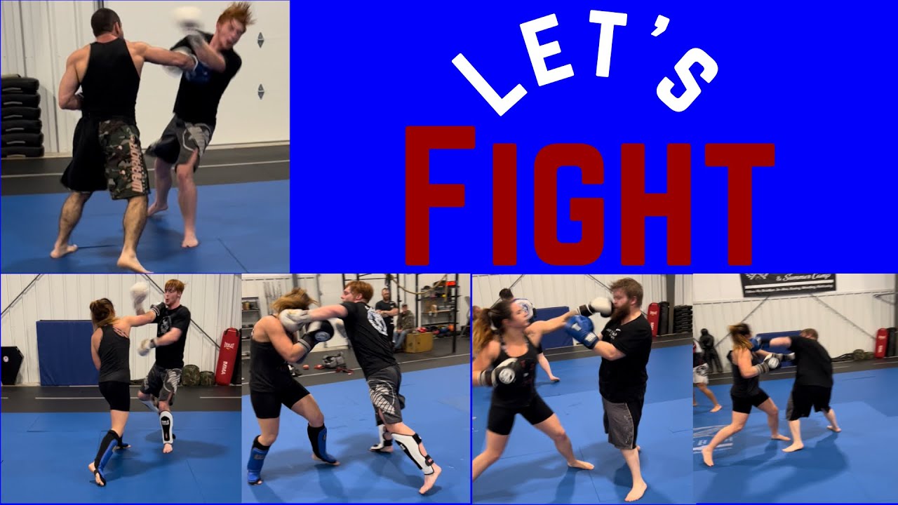 Let’s fight! Girl and guys fight hard. Hold no punch’s back. A knock ...