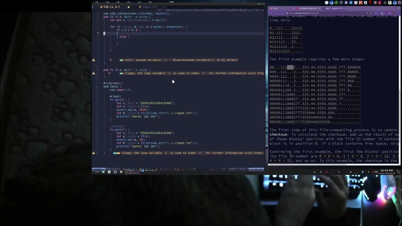 AdventOfCode 2024 Day9 Rust | nvim - YouTube