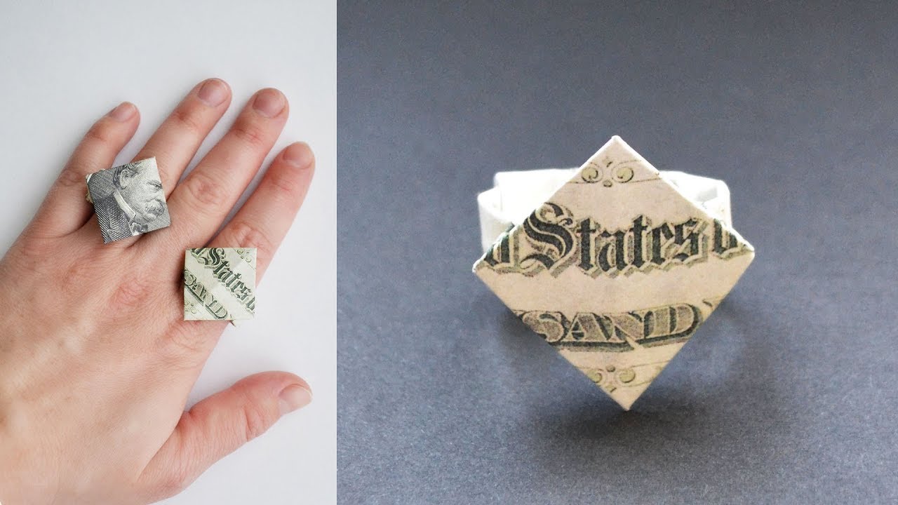 Money RING "Rhombus" | Origami for Graduation | Moneygami Dollar bill ...