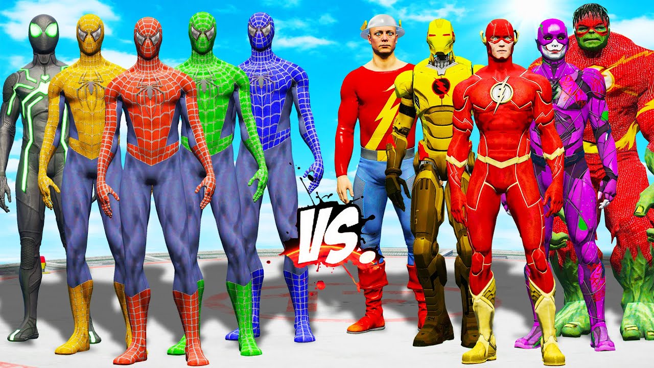 TEAM SPIDER-MAN COLOR vs TEAM FLASH - EPIC SUPERHEROES WAR - YouTube